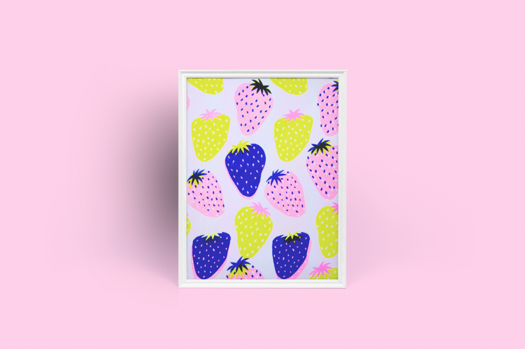 Lámina risográfica «Fresas de colores» – M30Studio